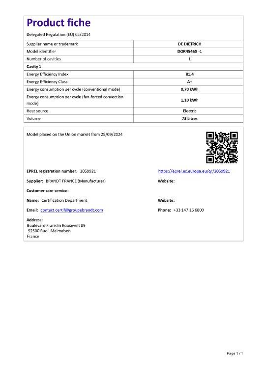 Gowan Home. De Dietrich OP1 Built-in 60cm Oven Combi Steam Culinary ...