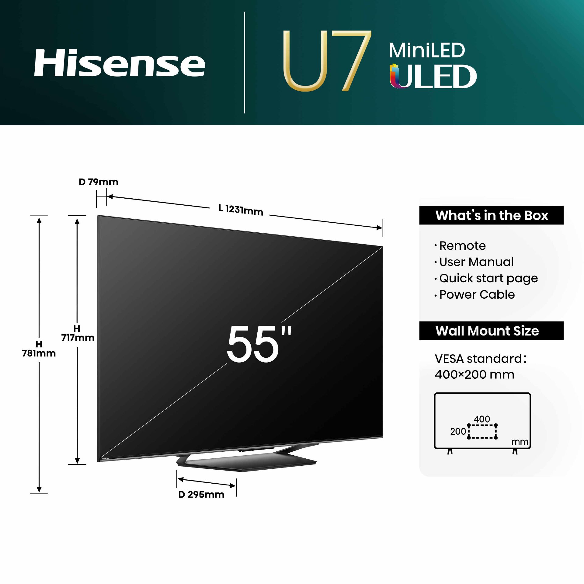 Gowan Home. Hisense 55 Inch Mini LED Smart TV Series U7N